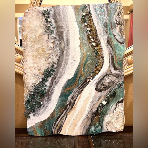 Art | Crystal Resin Geode Wall Art On Cut Wood Panel 23x17 | Poshmark